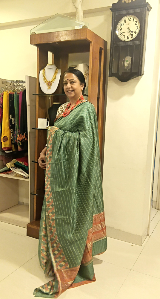 Tussar silk saree with Geometric pattern zari checks - FANCY PARTY ...